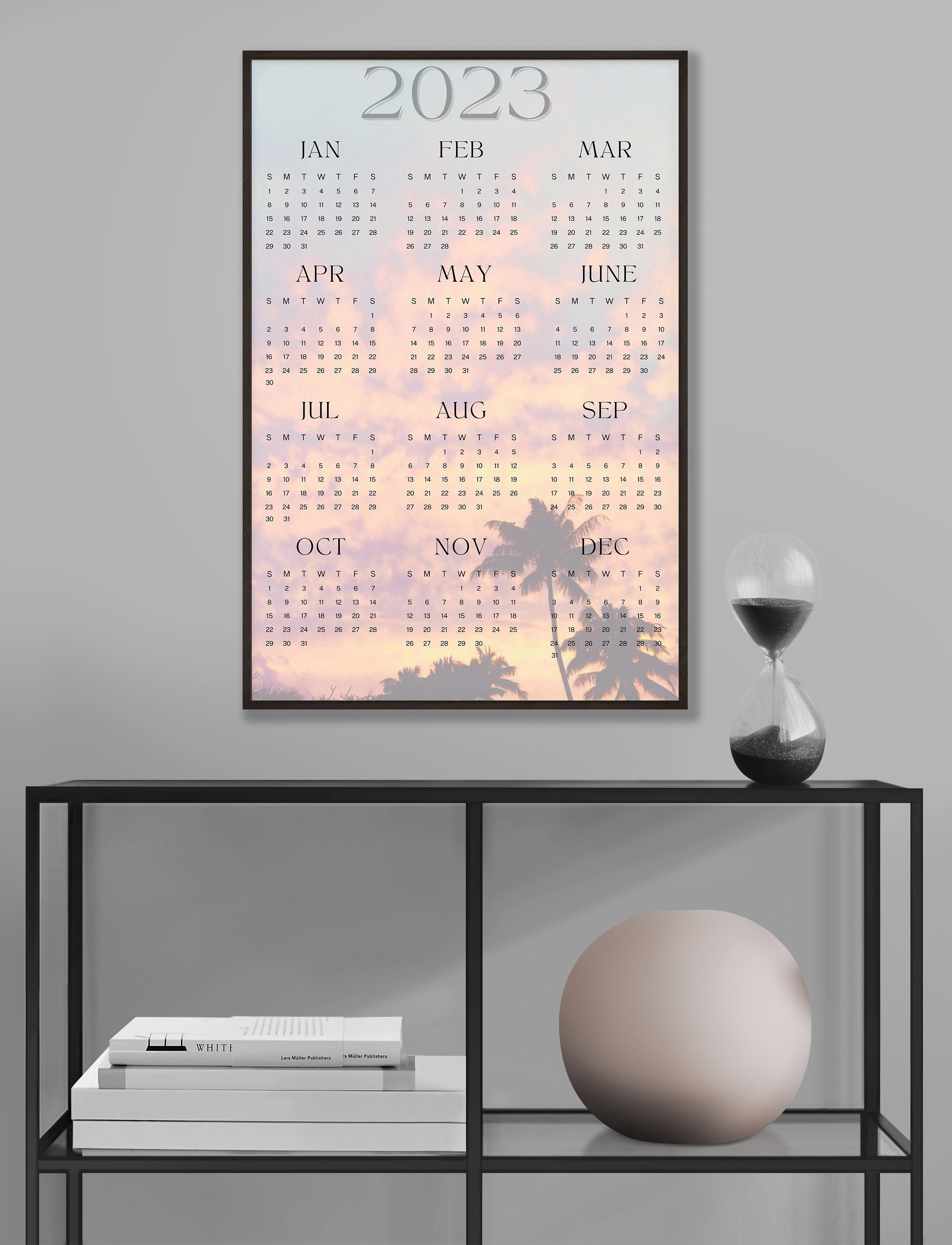 2023 Palm Tree Calendar, Printable Wall Art, Printable Calendar, Wall ...