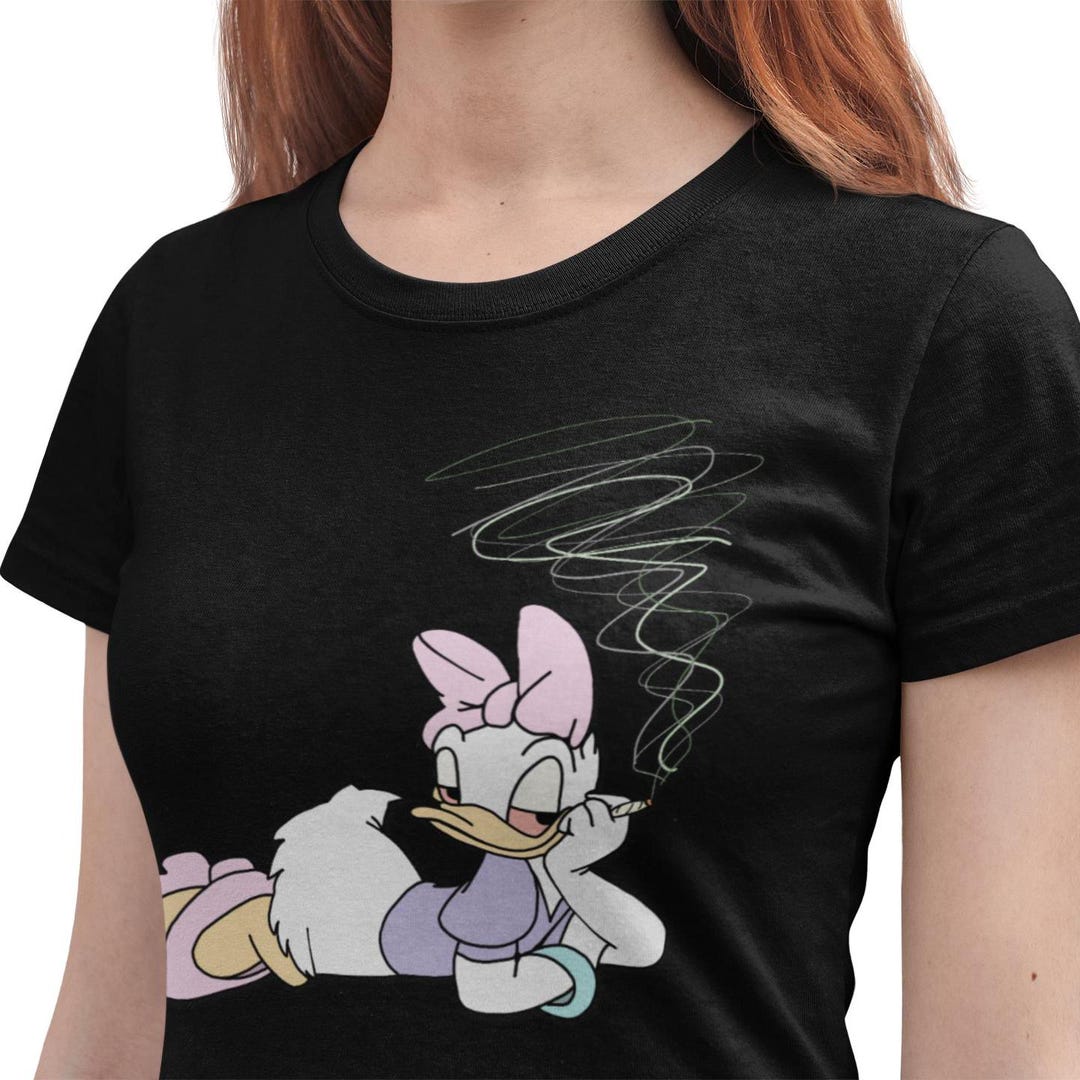 Disney Daisy Duck Smoking Weed Graphic T-shirt, Funny Cannabis Apparel ...