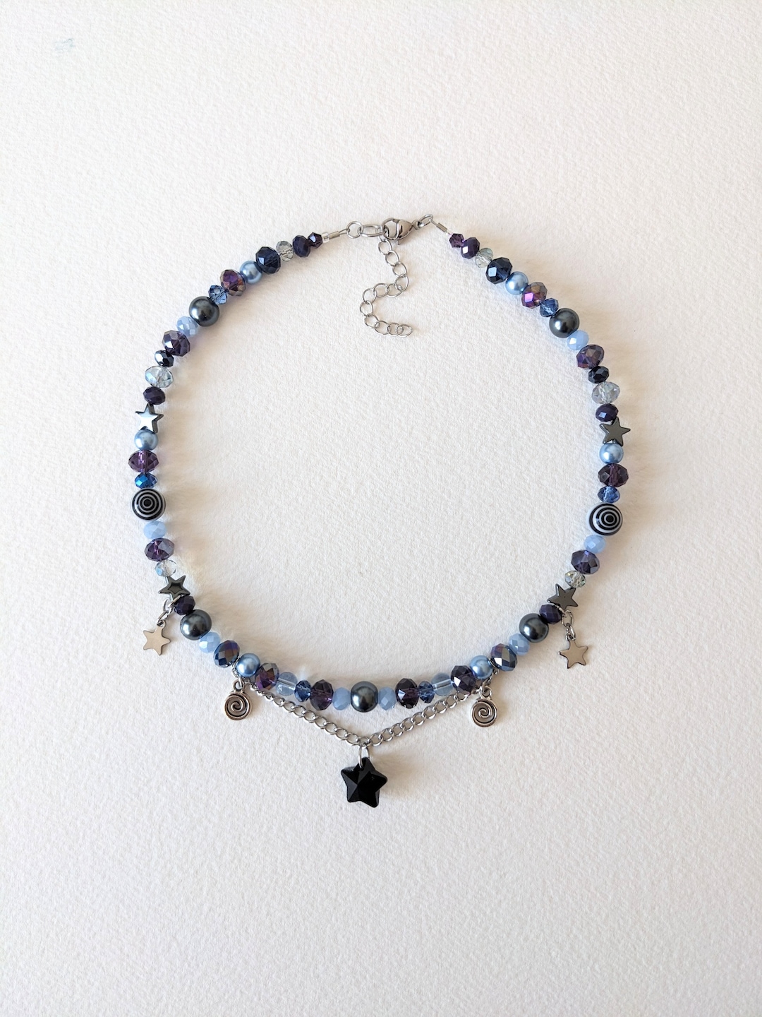 LAIIN Handmade Beaded Necklace / Cybercore Swirl Spiral Anime Inspired ...