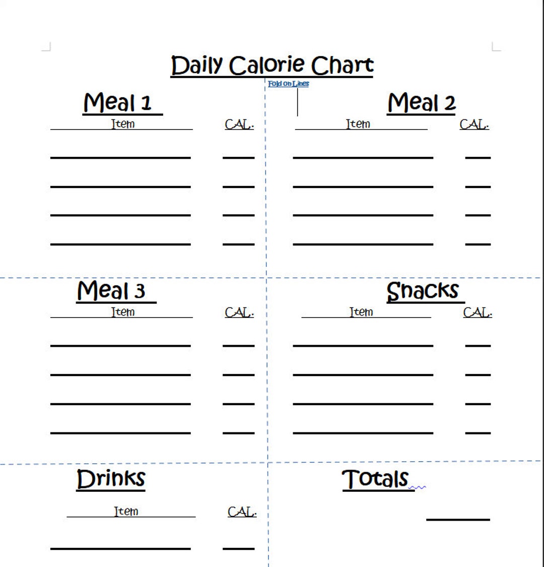 Daily Calorie Chart Package - Etsy