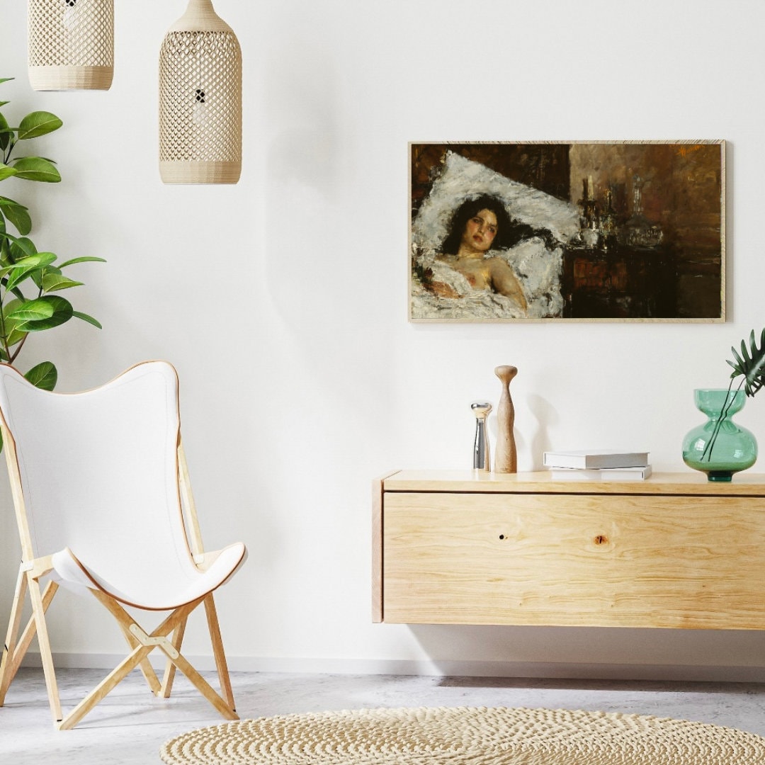 Frame Tv Art Background Digital Download, Resting 1887 Antonio Mancini ...