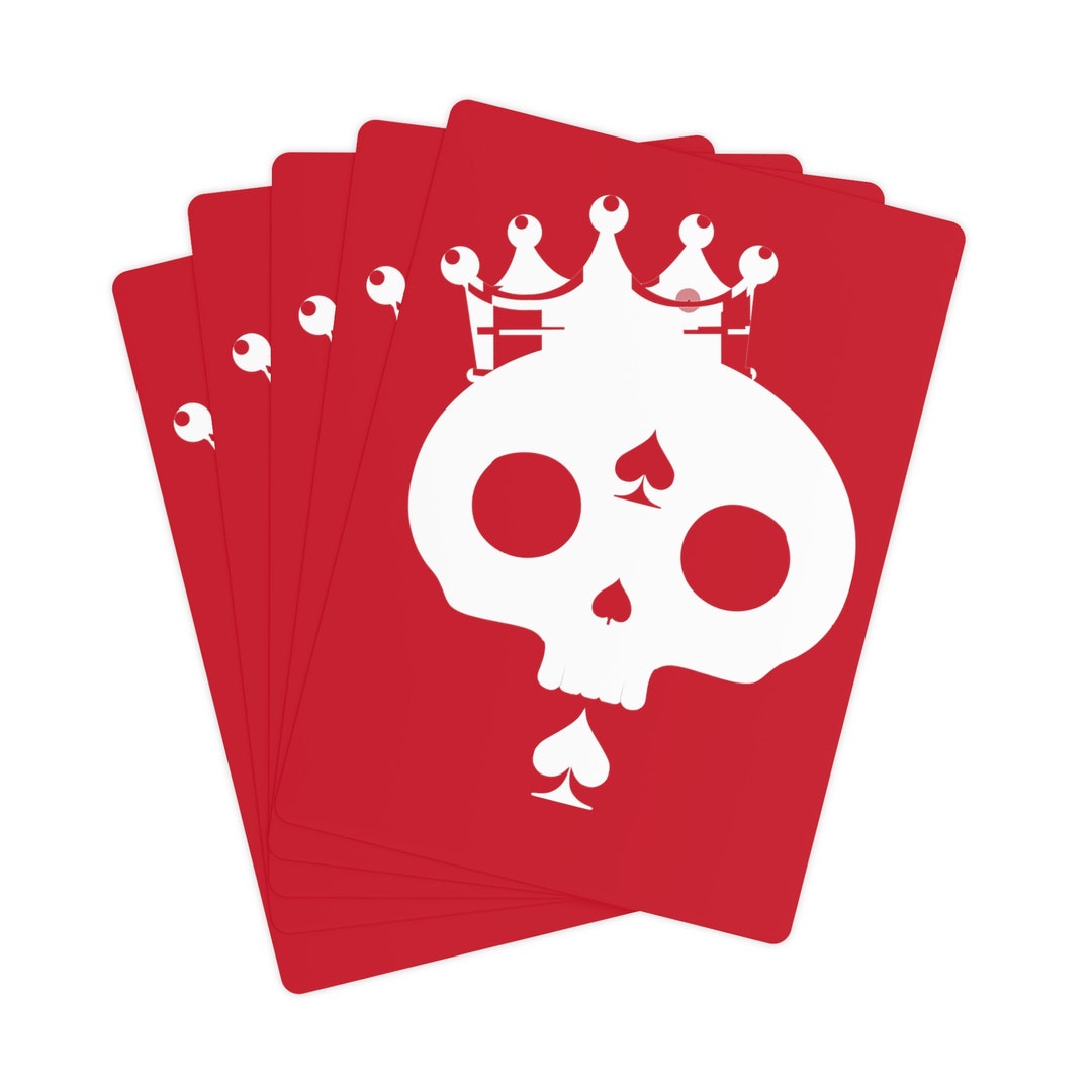 Skull Playing Cards | Skull Cards Red Poker Card Deck | Crown King ...