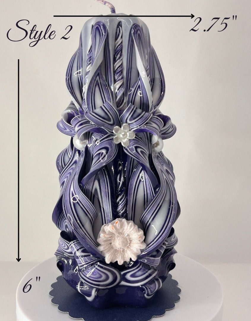 Regal Elegance: Royal Purple Carved Candles Ideal Home Decor and ...