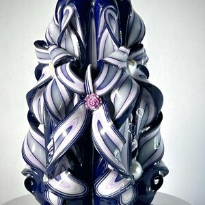 Elegant 5 Inch Royal Blue and Lavender Carved Candle – Handmade ...