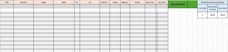 Magic the Gathering Collection Templates for Sellers and Collectors ...