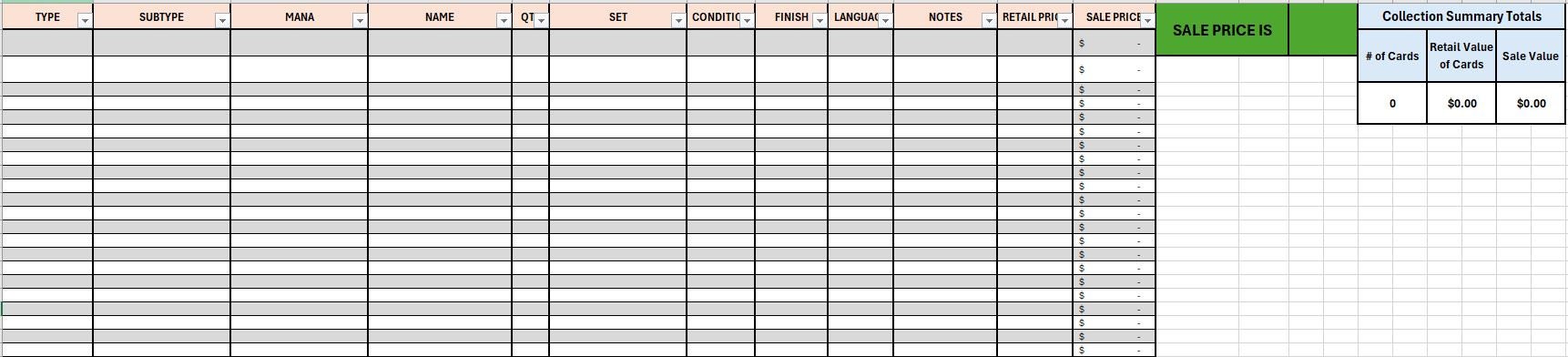 Magic the Gathering Collection Templates for Sellers and Collectors ...