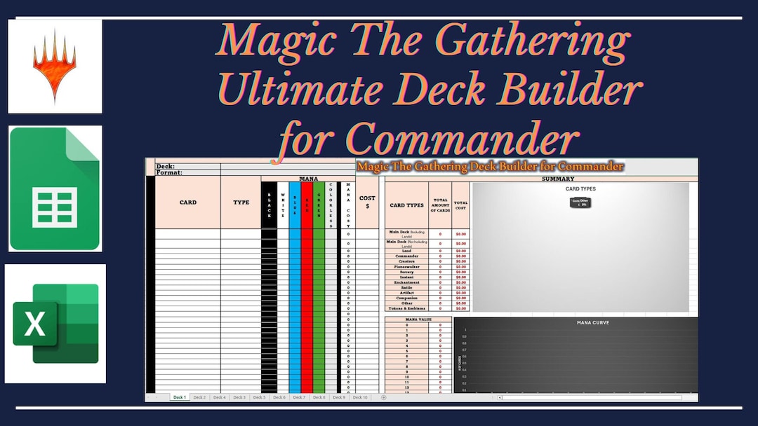 Magic the Gathering Ultimate Deck Builder for Commander Spreadsheet for ...