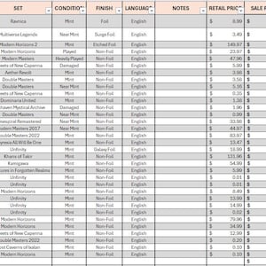 Magic the Gathering Collection Templates for Sellers and Collectors ...