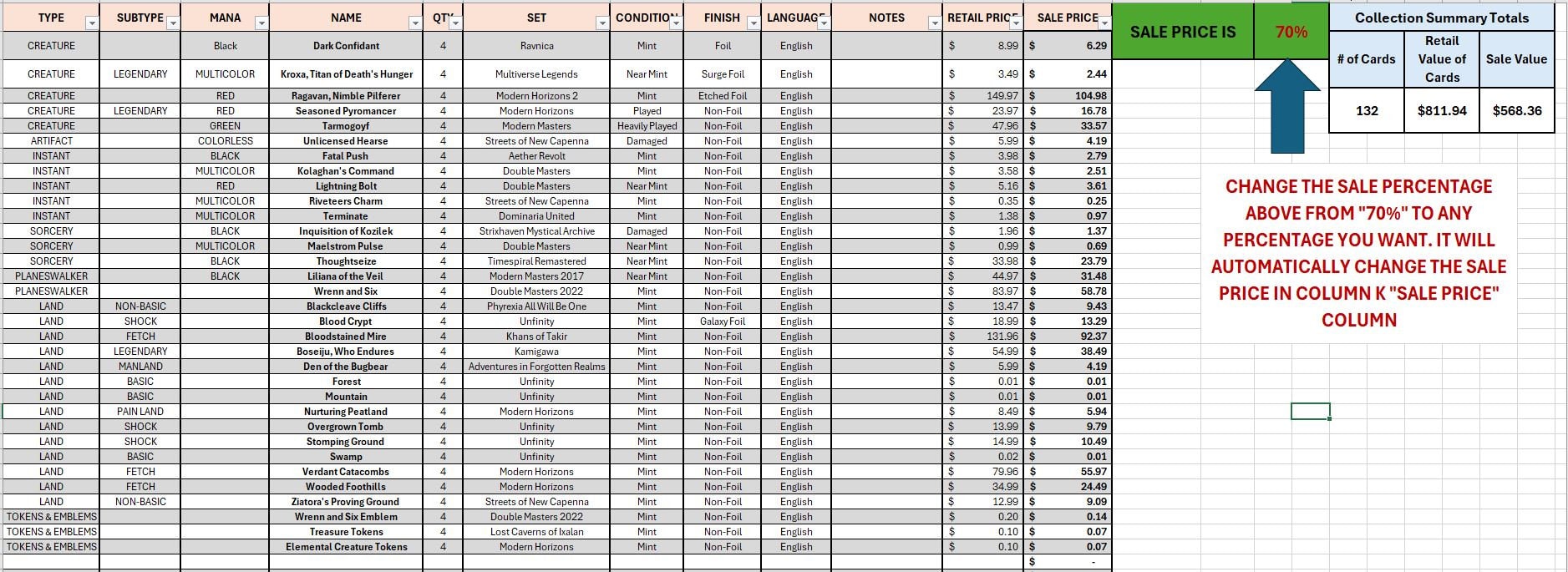 Magic the Gathering Collection Templates for Sellers and Collectors ...