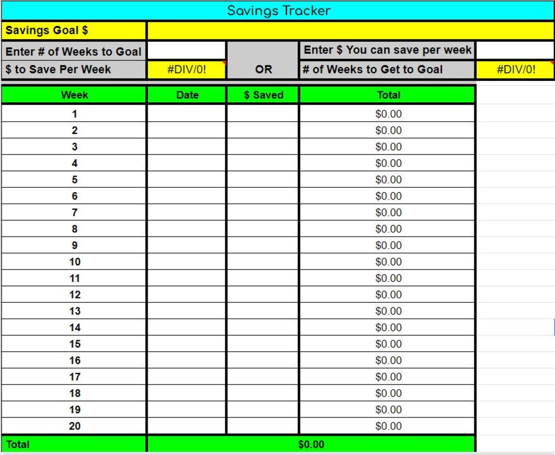 Savings Tracker Excel Template - Etsy