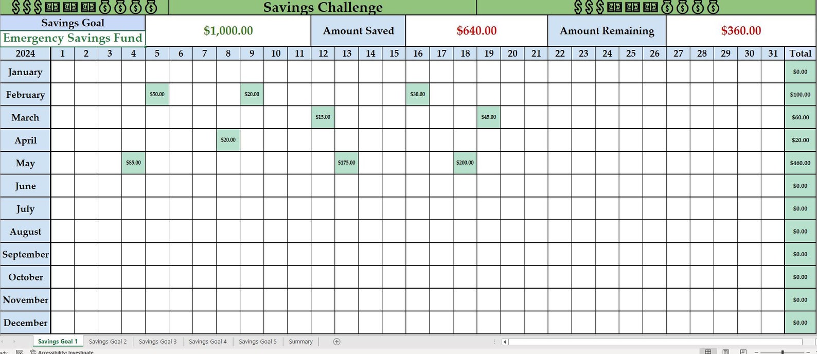 Savings Challenge Bundle Spreadsheets - Etsy