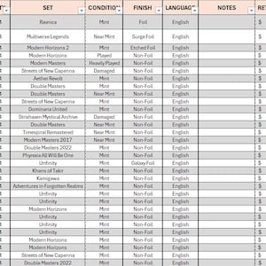 Magic the Gathering Collection Templates for Sellers and Collectors ...