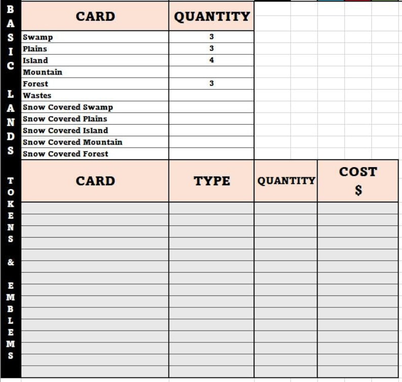 Magic the Gathering Ultimate Deck Builder for Commander Spreadsheet for ...