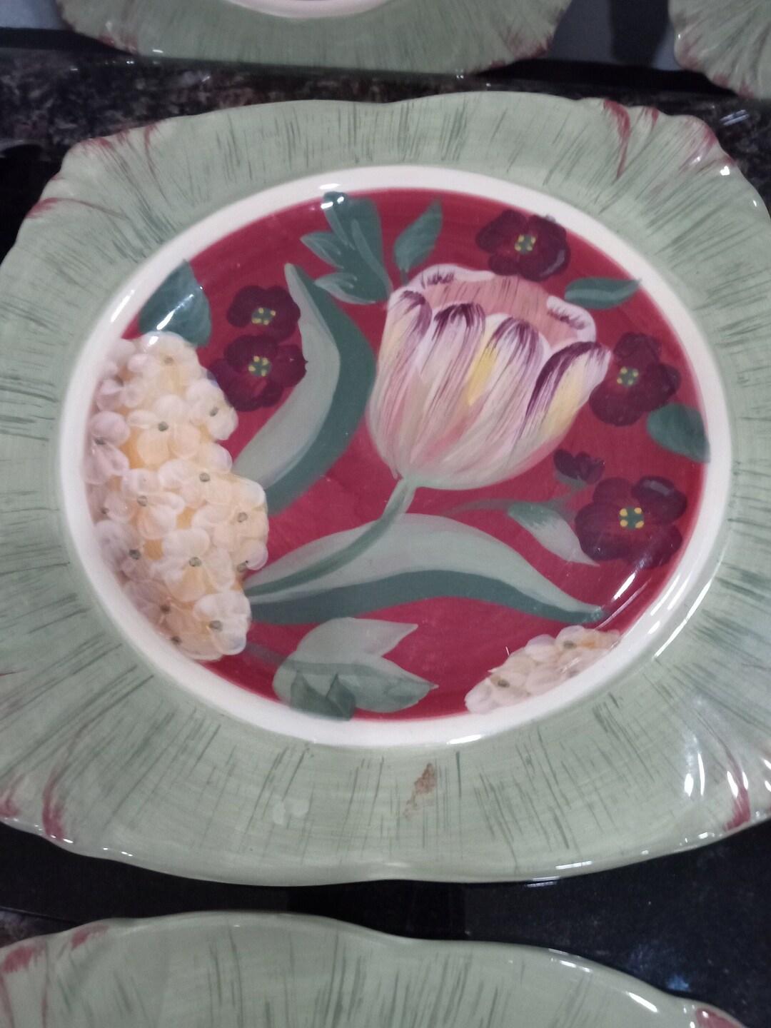 Pamela Gladding Certified International Floral Tapestry Square Salad ...