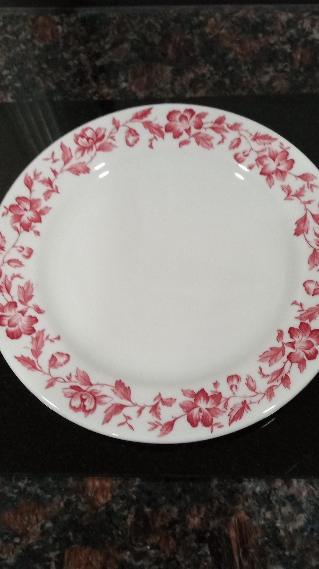 Vintage Restaurant Ware SHENANGO CHINA RIMROL Maroon Floral Flowers ...
