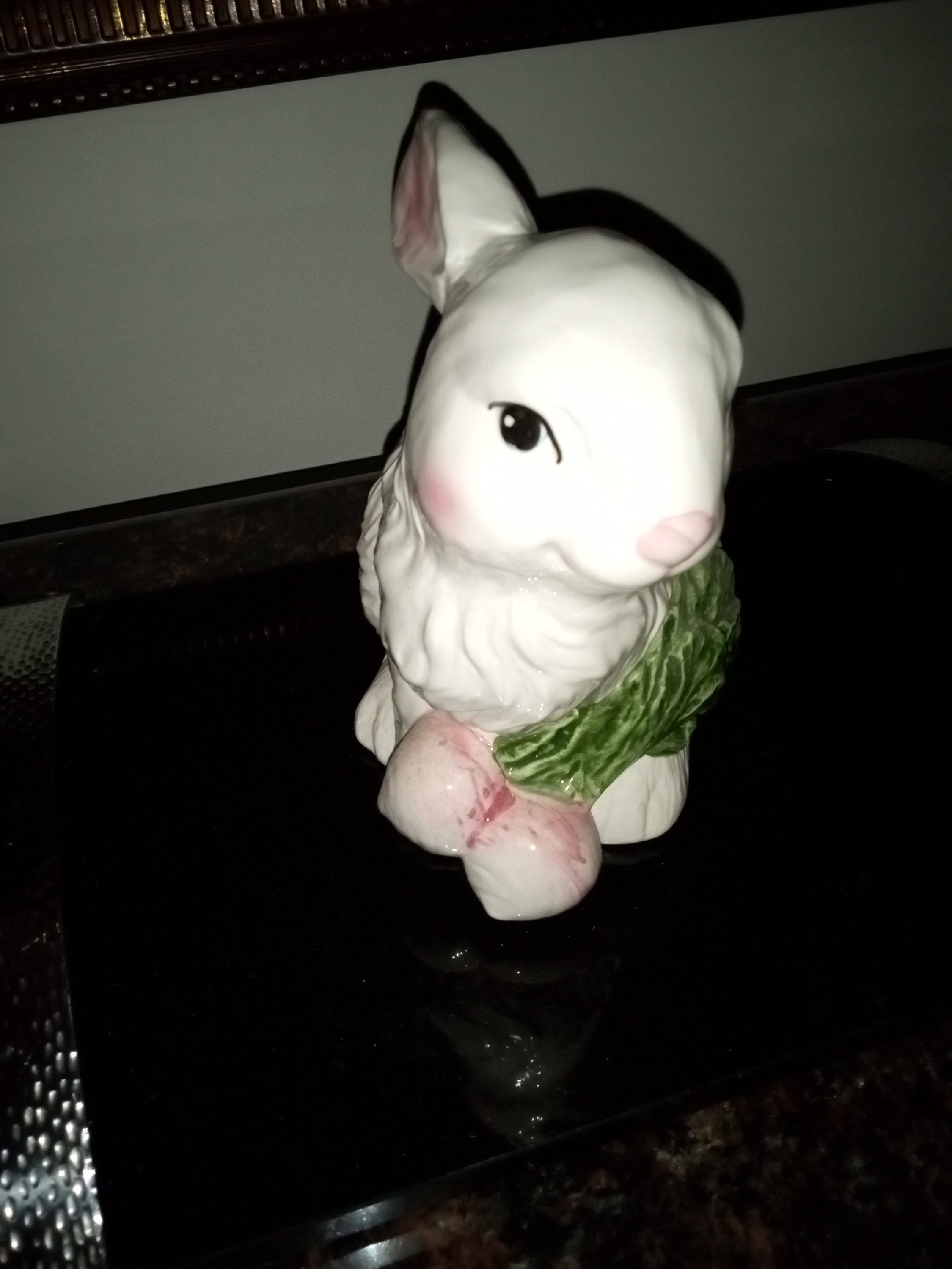 Vintage White Ceramic Rabbit With Radishes. - Etsy