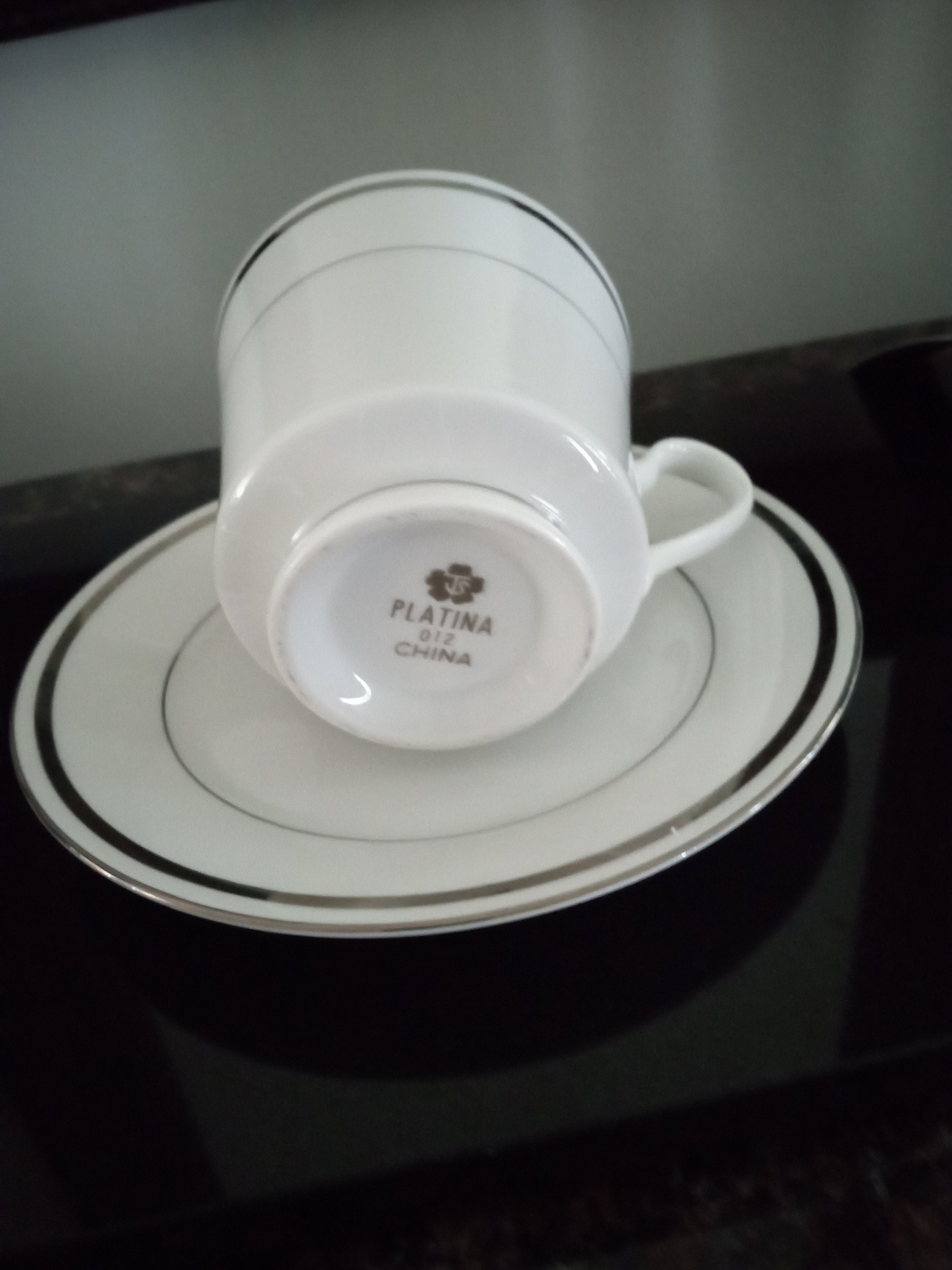 Vintage White Ceramic PLATINA 012 TS Cup and Saucers - Etsy