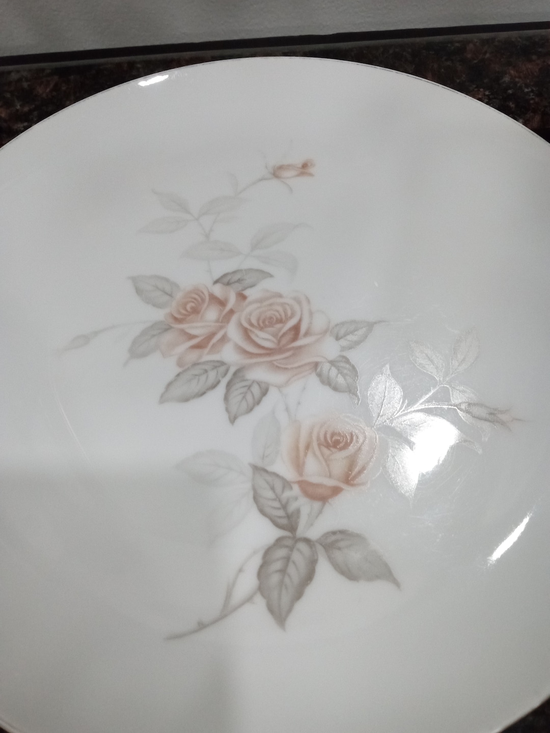 Vintage ELAINE by ACI Beige Roses Gray Leaves Dinner Plate - Etsy