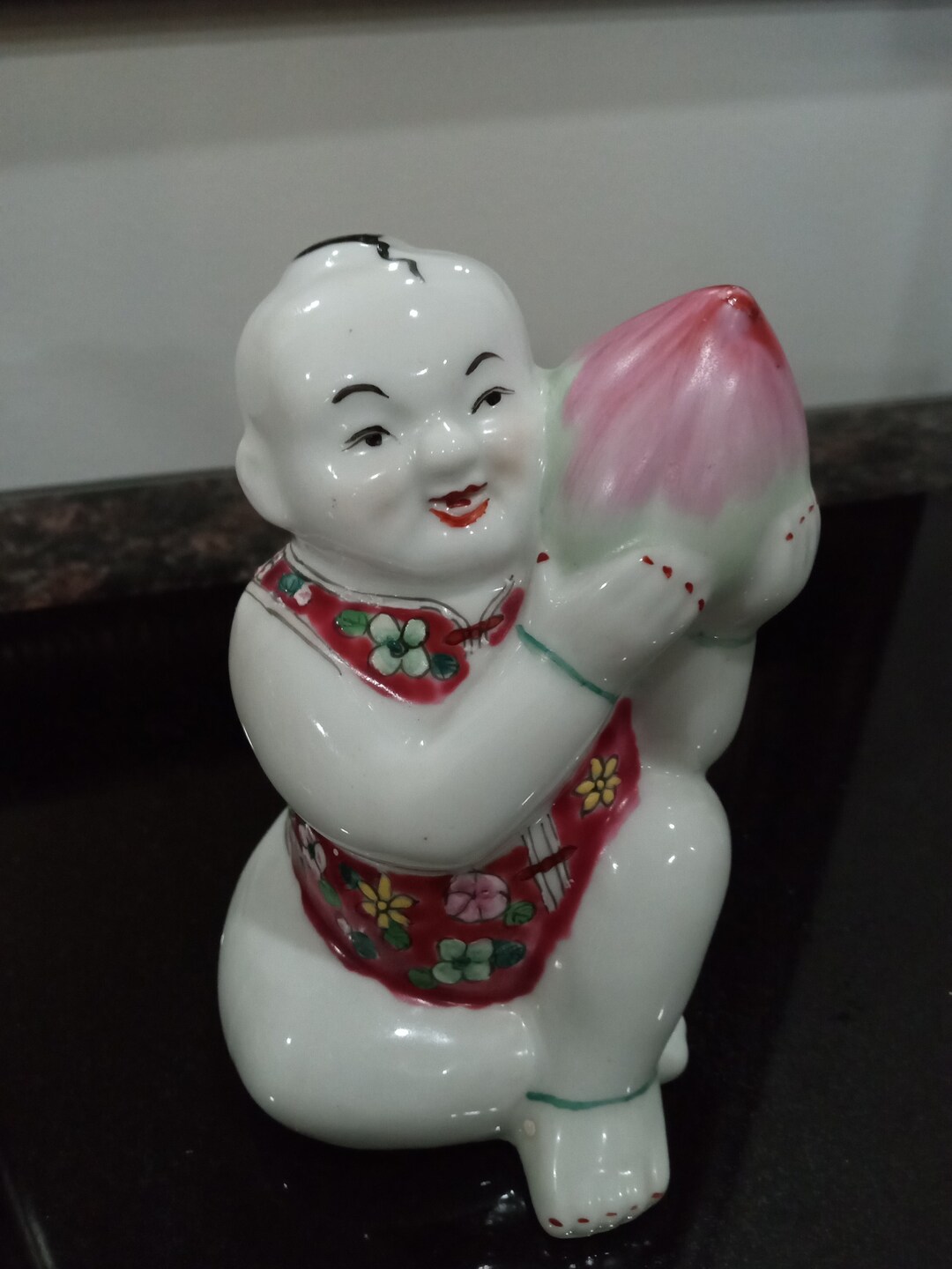 Vintage Laughing BUDDHA Holding Lotus Bud - Etsy