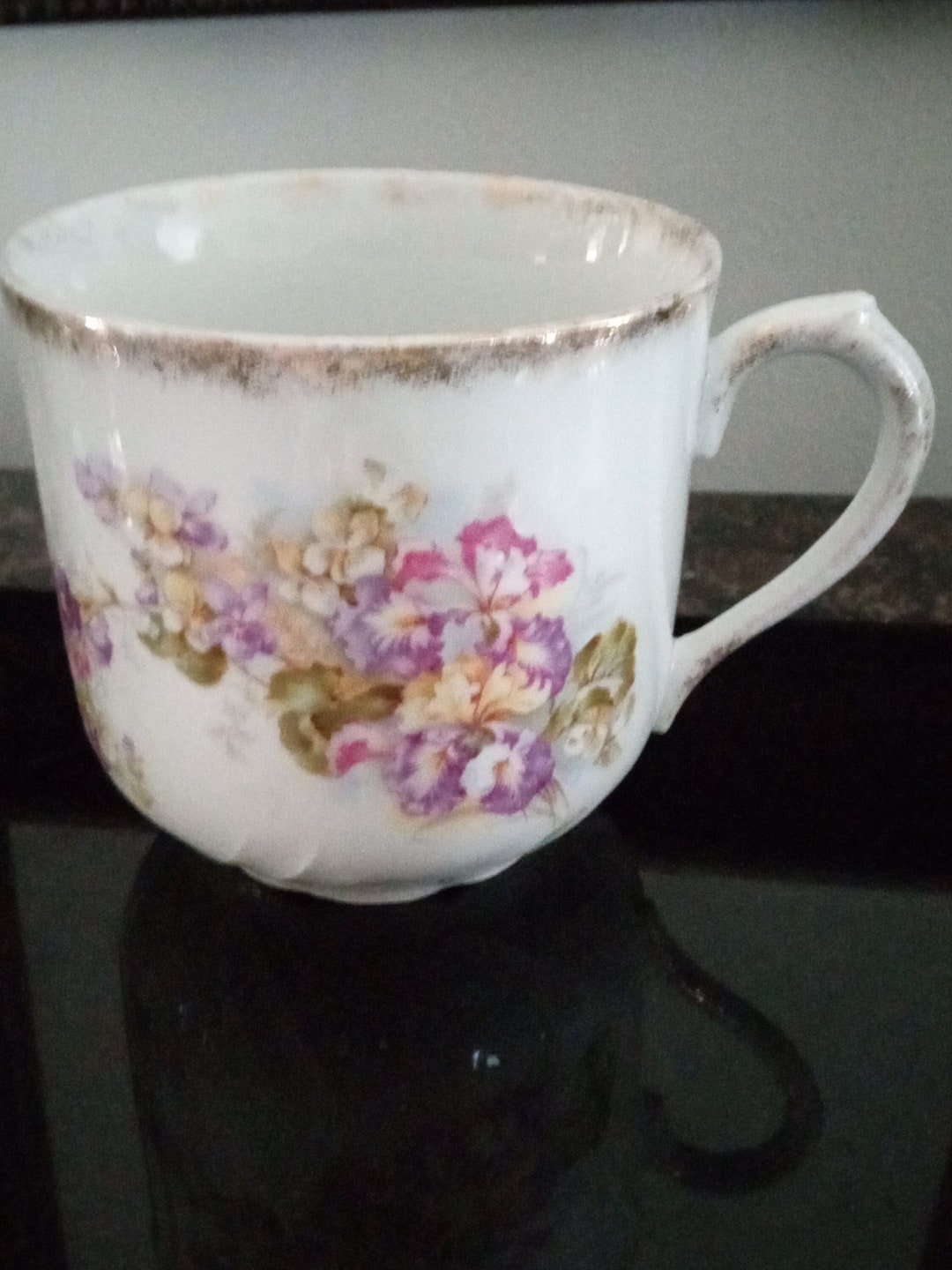 Vintage White Hand Painted Flowers Porcelain Coffee Mug - Etsy