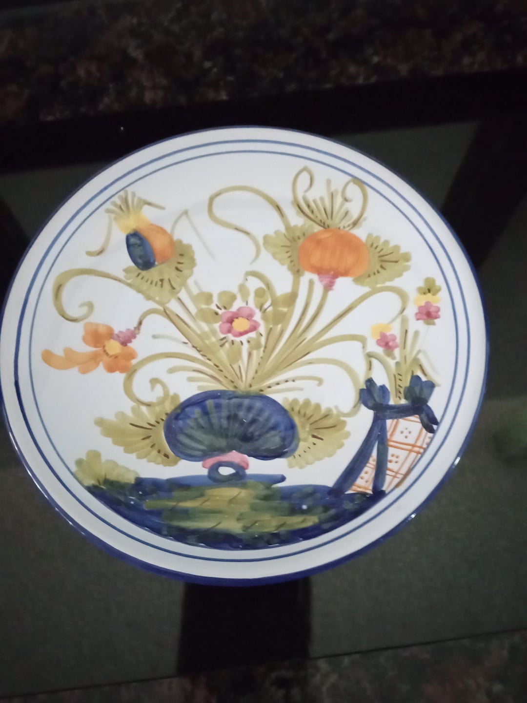Vintage FUSARI. G Orvieto Blue Carnation Floral Plate #1 - Etsy
