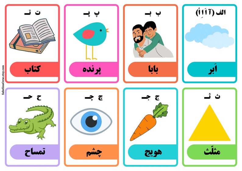 Persian/farsi Alphabet Flashcards - Etsy