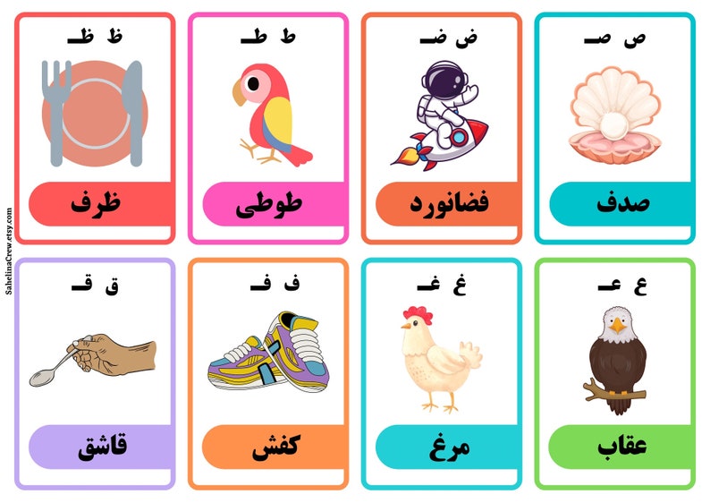 Persian/farsi Alphabet Flashcards - Etsy