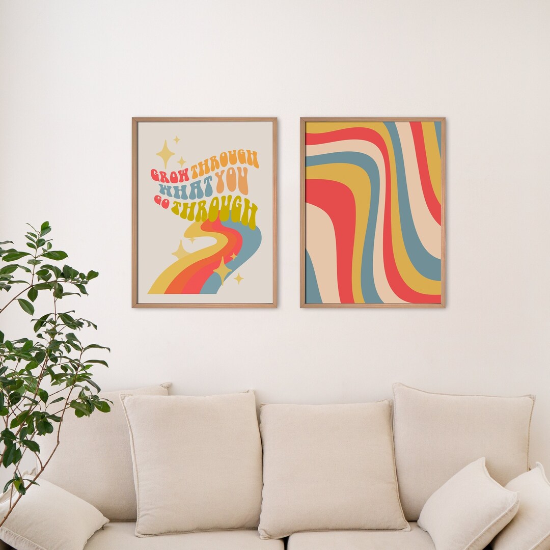 Back to School Grow Through It Retro Poster, Trendy Wall Art for Dorm ...