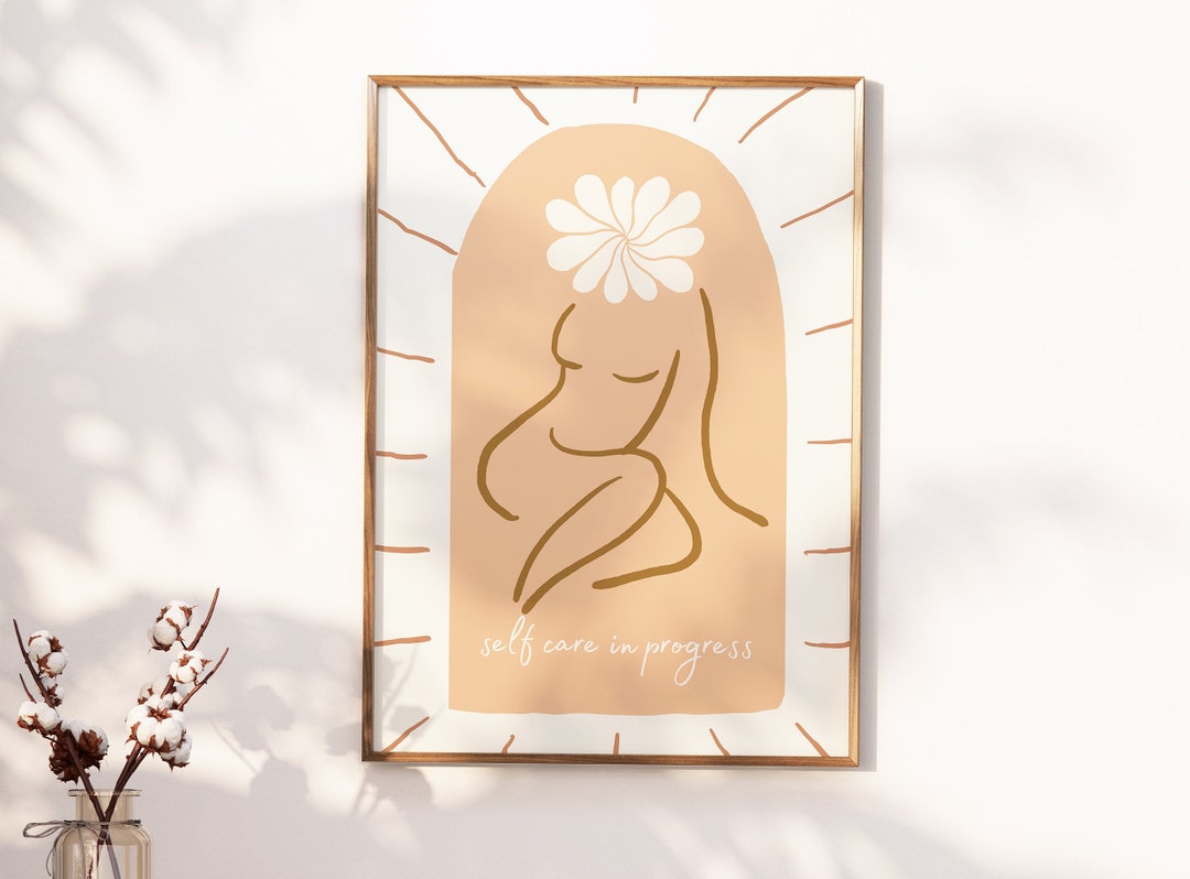 Self Care in Progress Feminine Line Art Printable for Bedroom, Bathroom ...