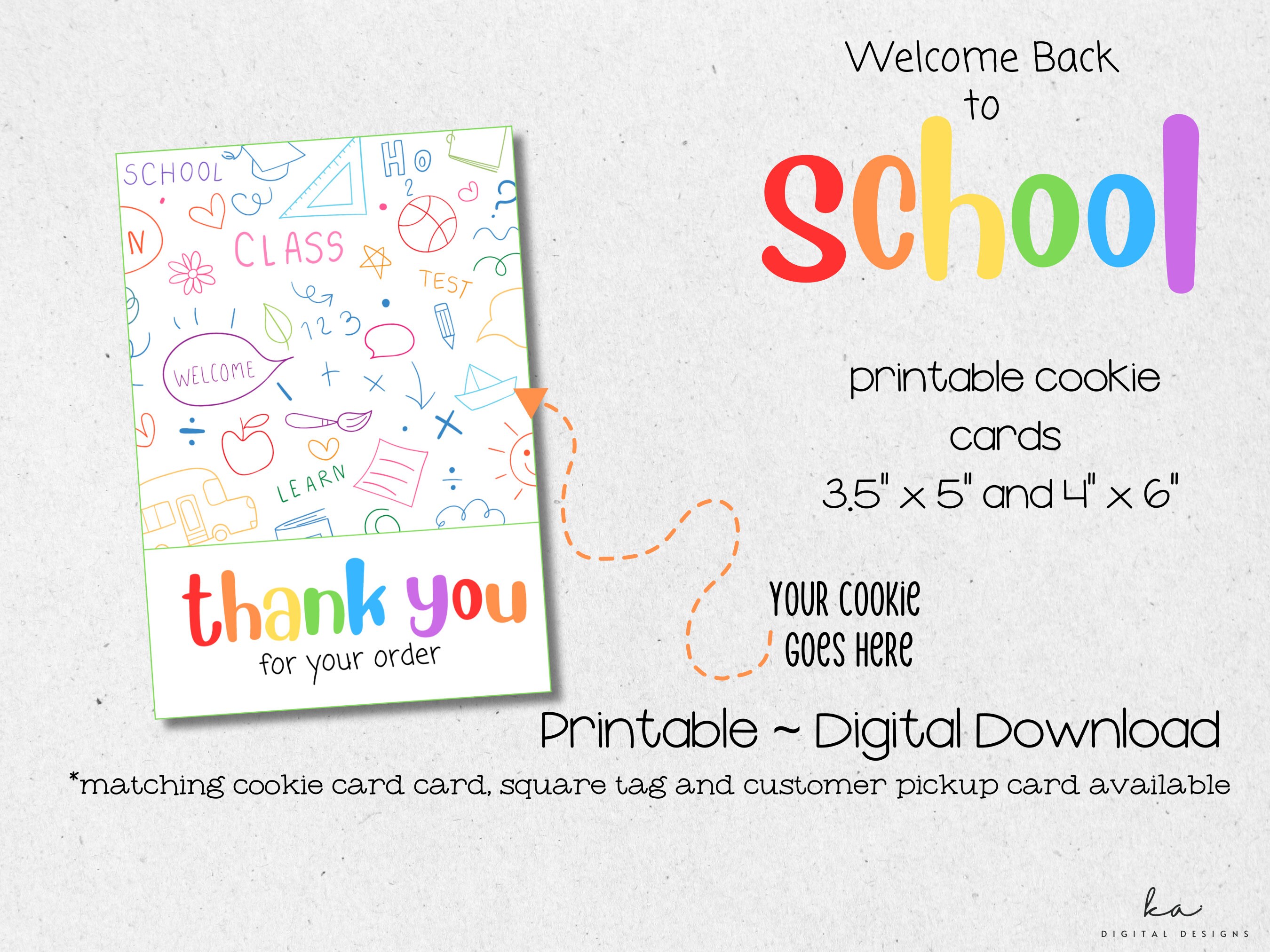 PRINTABLE welcome Back to School Thank You for Your Order Cookie Card ...