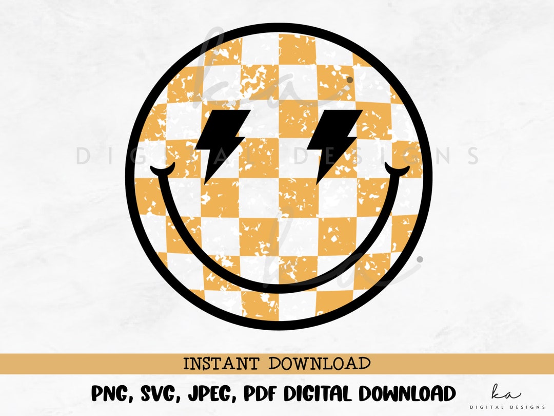 Checkered Grunge Smiley Face Png/svg/jpeg/pdf Instant - Etsy