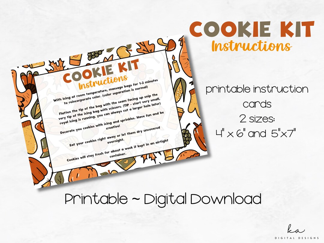 PRINTABLE Fall DIY Cookie Kit Card, PDF Multiple Sizes, Halloween ...