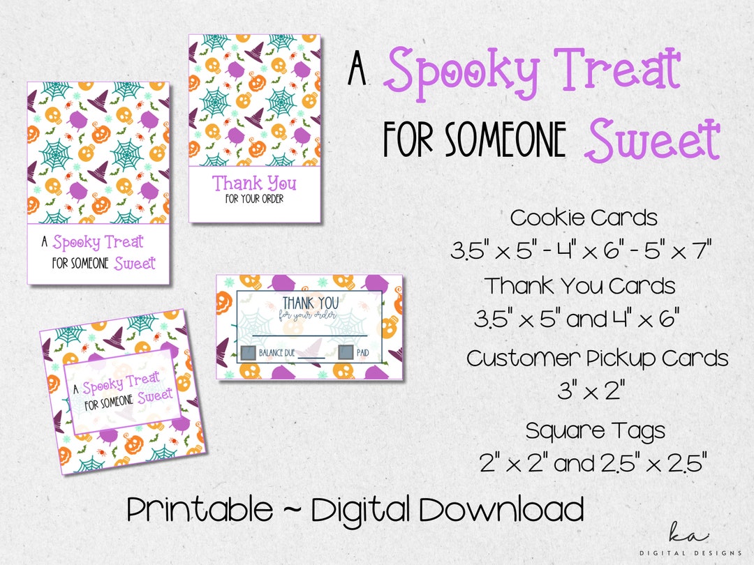 PRINTABLE a Spooky Treat Halloween Bundle, Cookie Cards, Tags, Thank ...