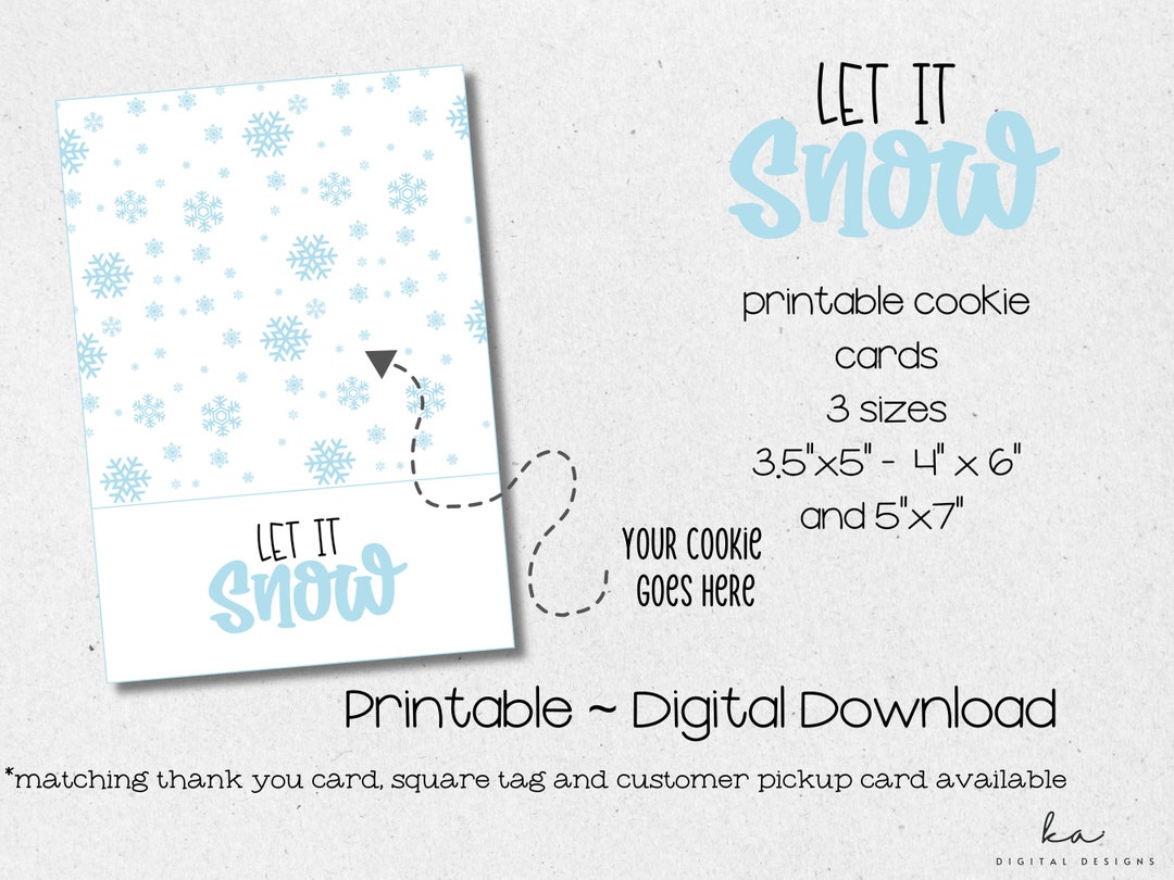 PRINTABLE let It Snow Cookie Card Winter Snow Snowflake Custom Cookie ...
