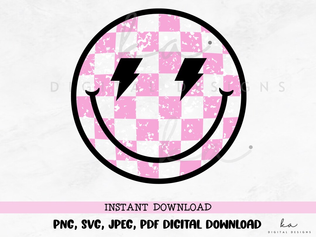 Checkered Grunge Smiley Face Png/svg/jpeg/pdf Instant - Etsy