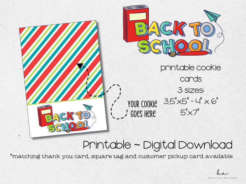 PRINTABLE back to School Cookie Card Custom Cookies 1st Day of School ...