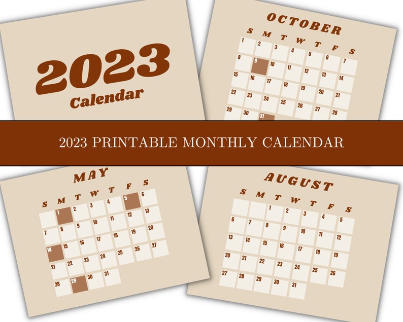 2023 Printable Neutral Retro Calendar - Etsy