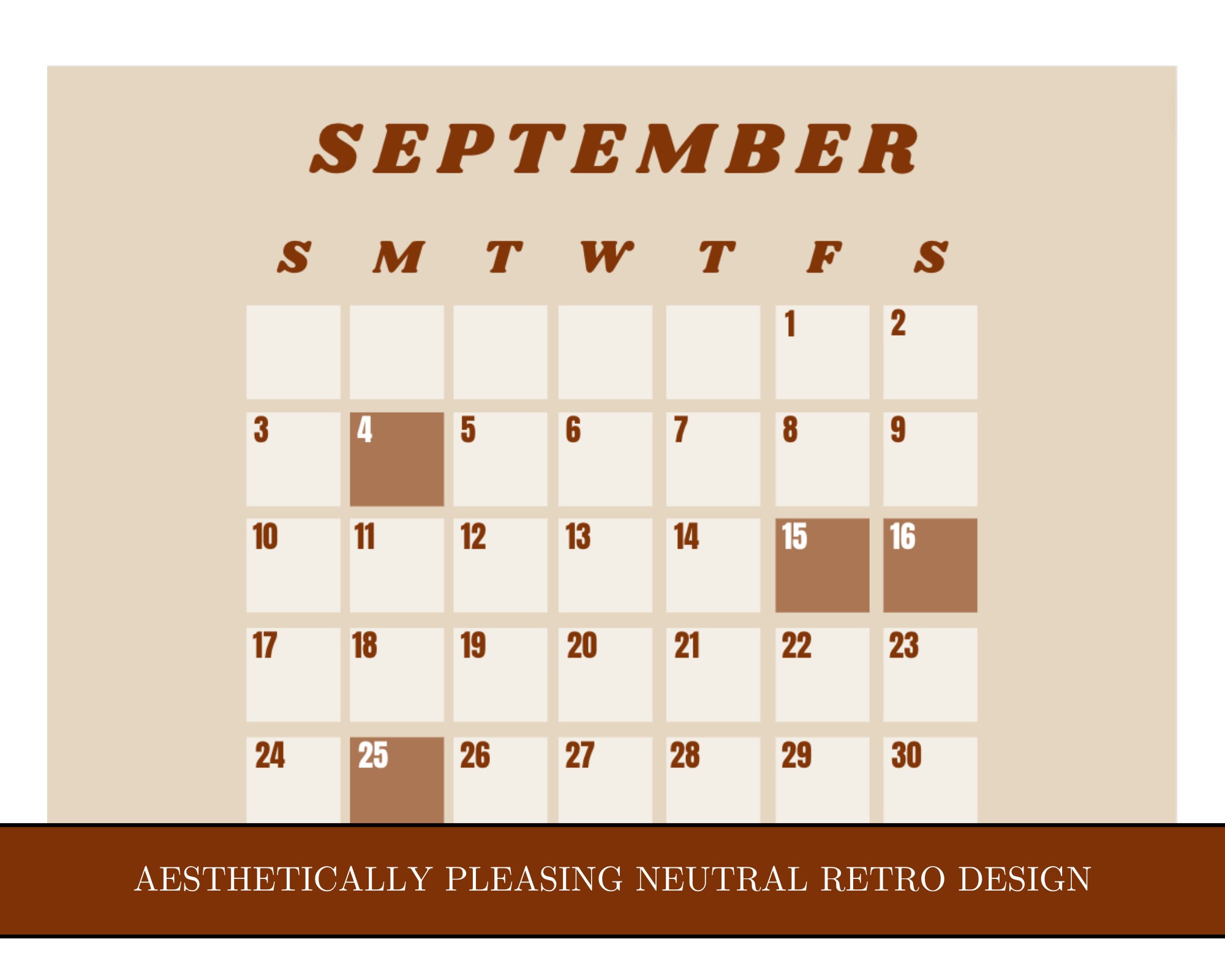 2023 Printable Neutral Retro Calendar - Etsy
