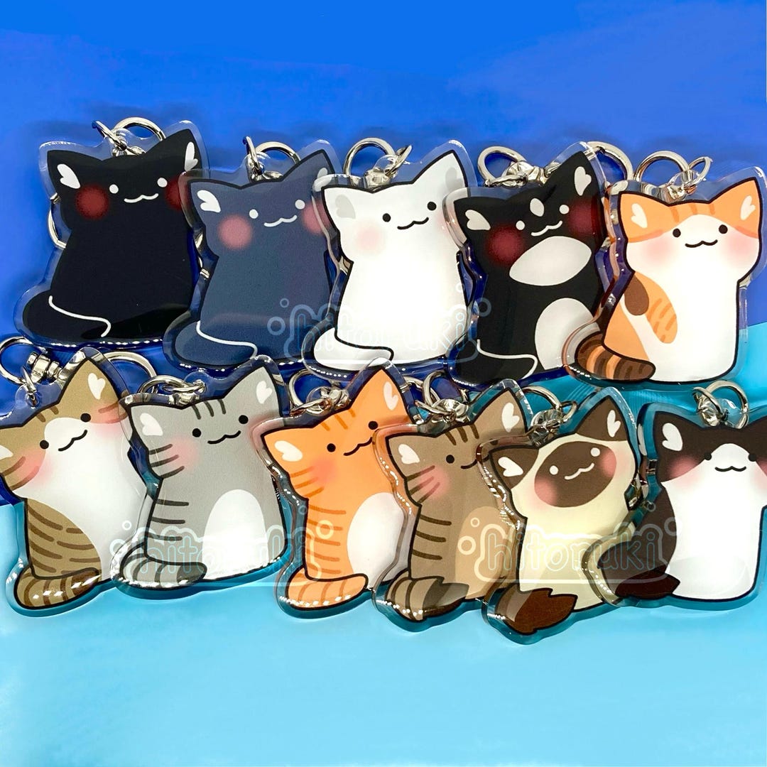 Cute Cat Acrylic Keychains!! - Etsy