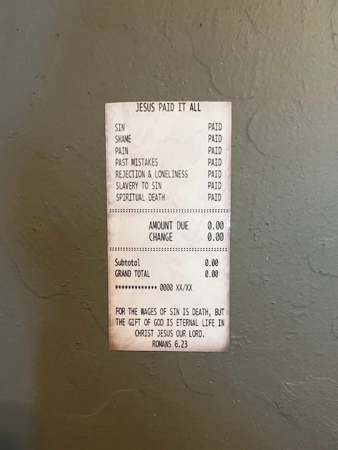 Jesus Paid It All Receipt Sticker Romans 6:23 Faith Inspired Decal ...