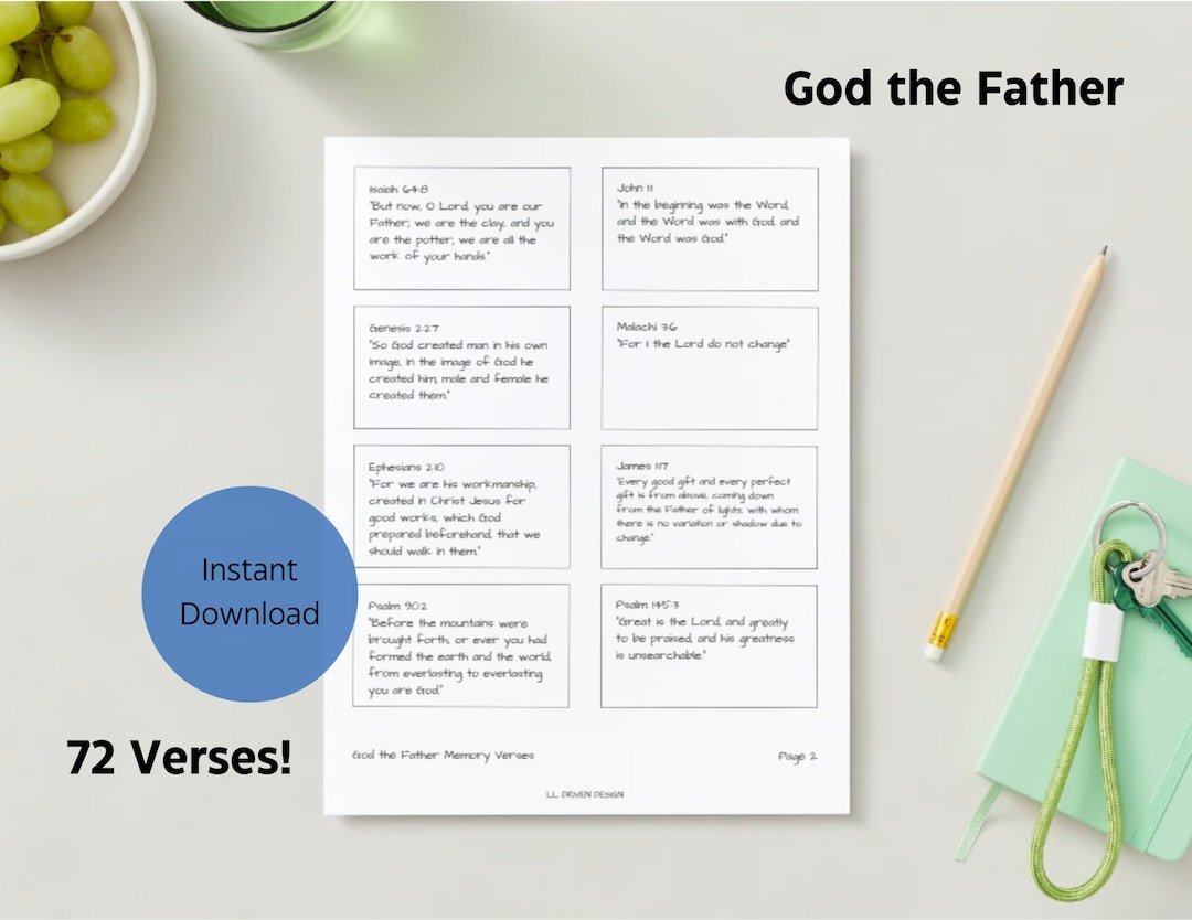 72 Printable Bible Verse Memory Cards About God the Father - Etsy