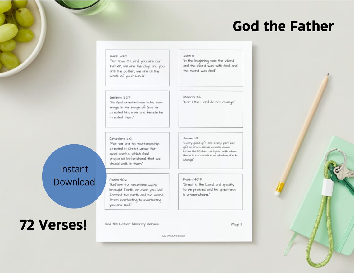 72 Printable Bible Verse Memory Cards About God the Father - Etsy