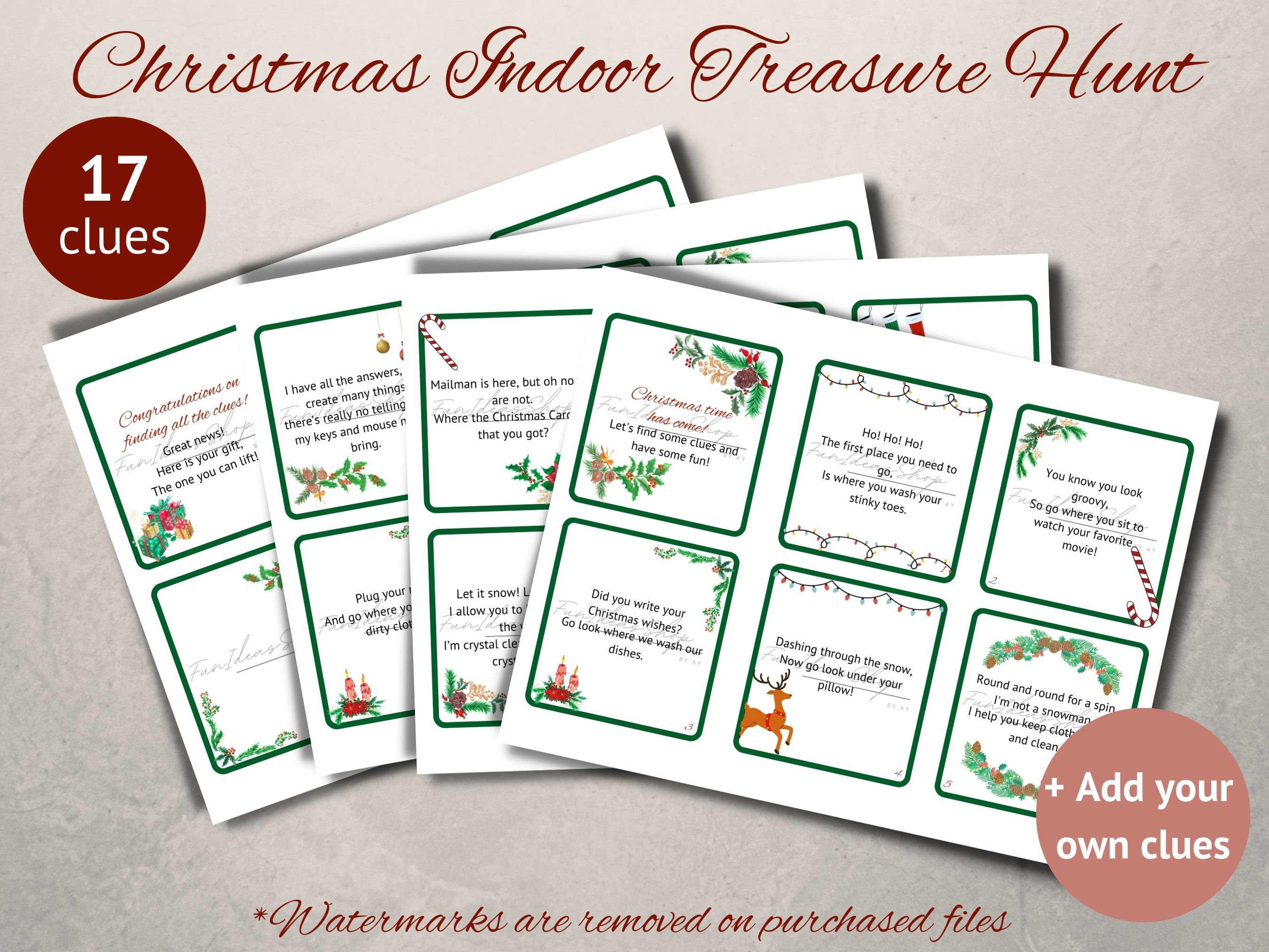 Christmas Scavenger Hunt for Kids and Adults Instant Download Indoor ...