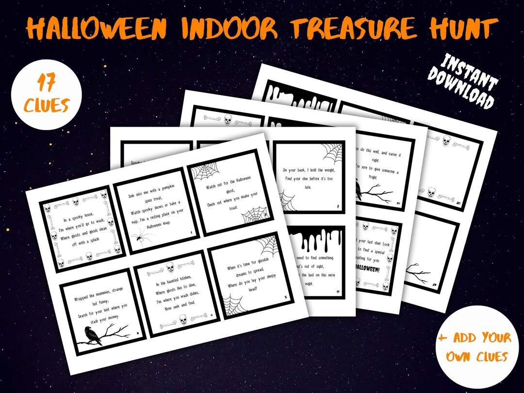 Halloween Indoor Scavenger Hunt Kids and Adults Treasure Hunt Instant ...
