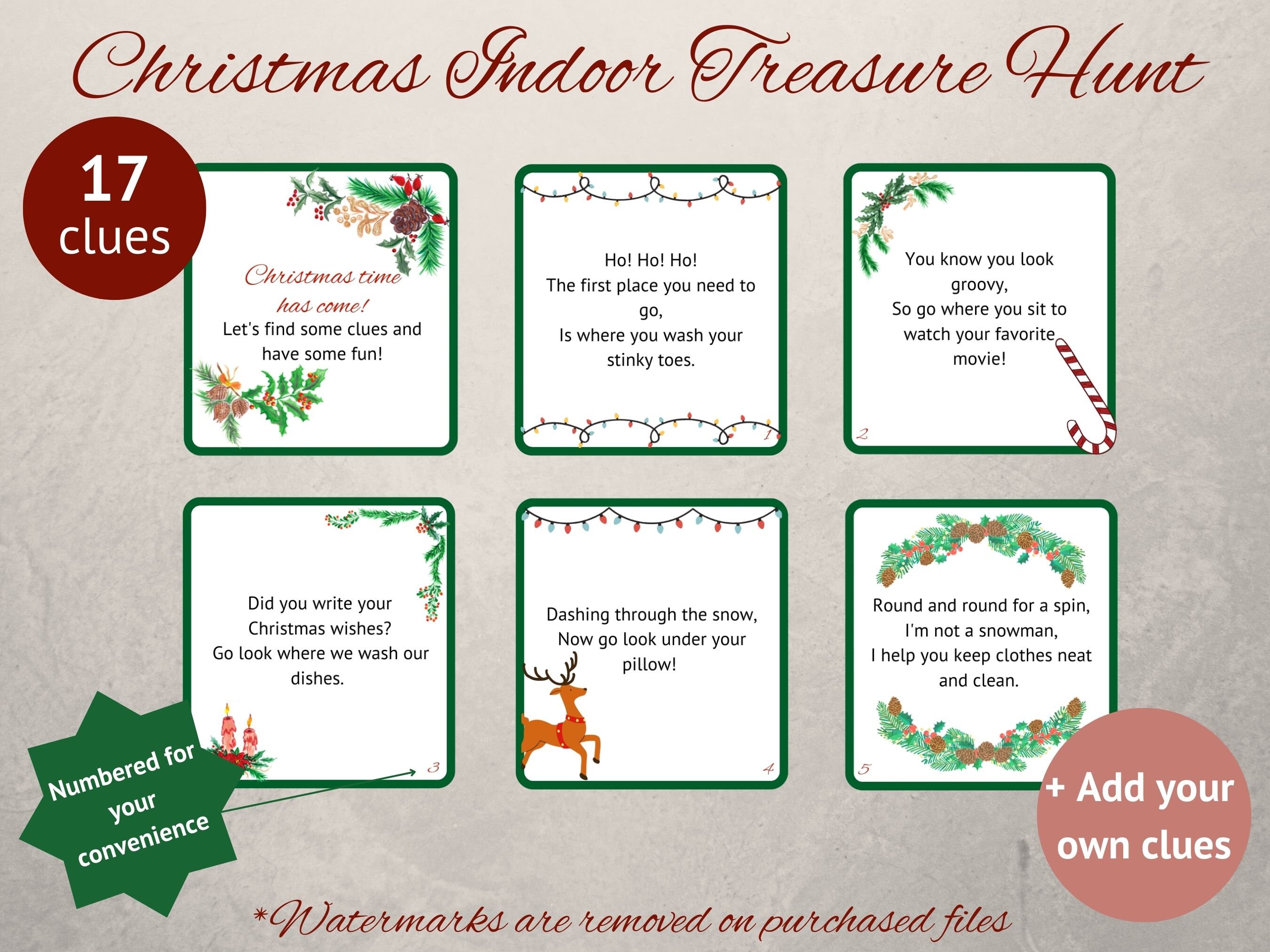 Christmas Scavenger Hunt for Kids and Adults Instant Download Indoor ...