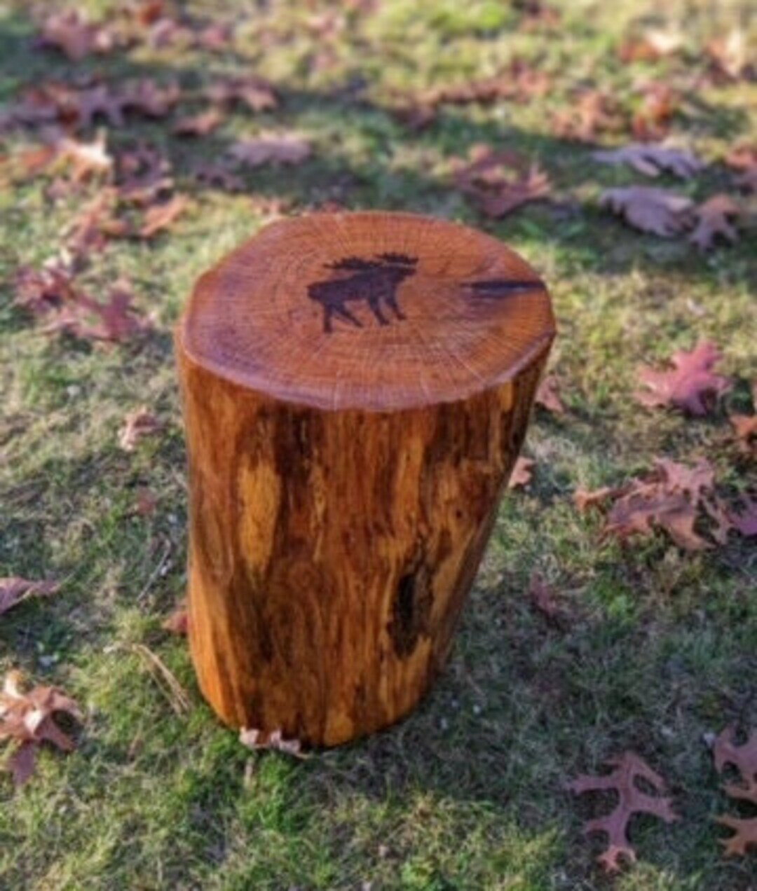 Solid Oak Moose Log Stool - Etsy