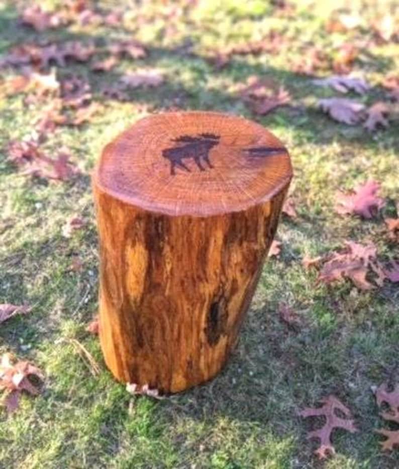 Solid Oak Moose Log Stool - Etsy