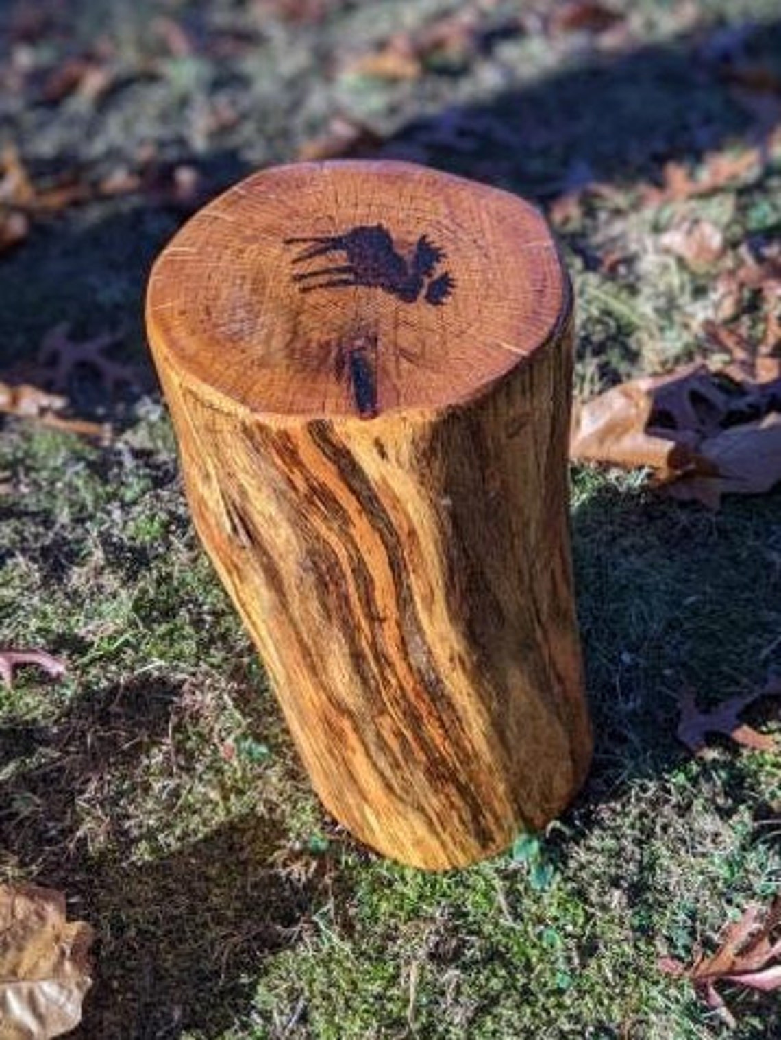 Solid Oak Moose Log Stool - Etsy