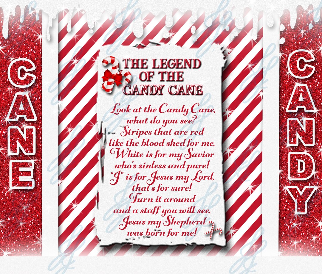 Candy Cane Legend 20 Oz Skinny Tumbler Sublimation Wrap. High Quality ...