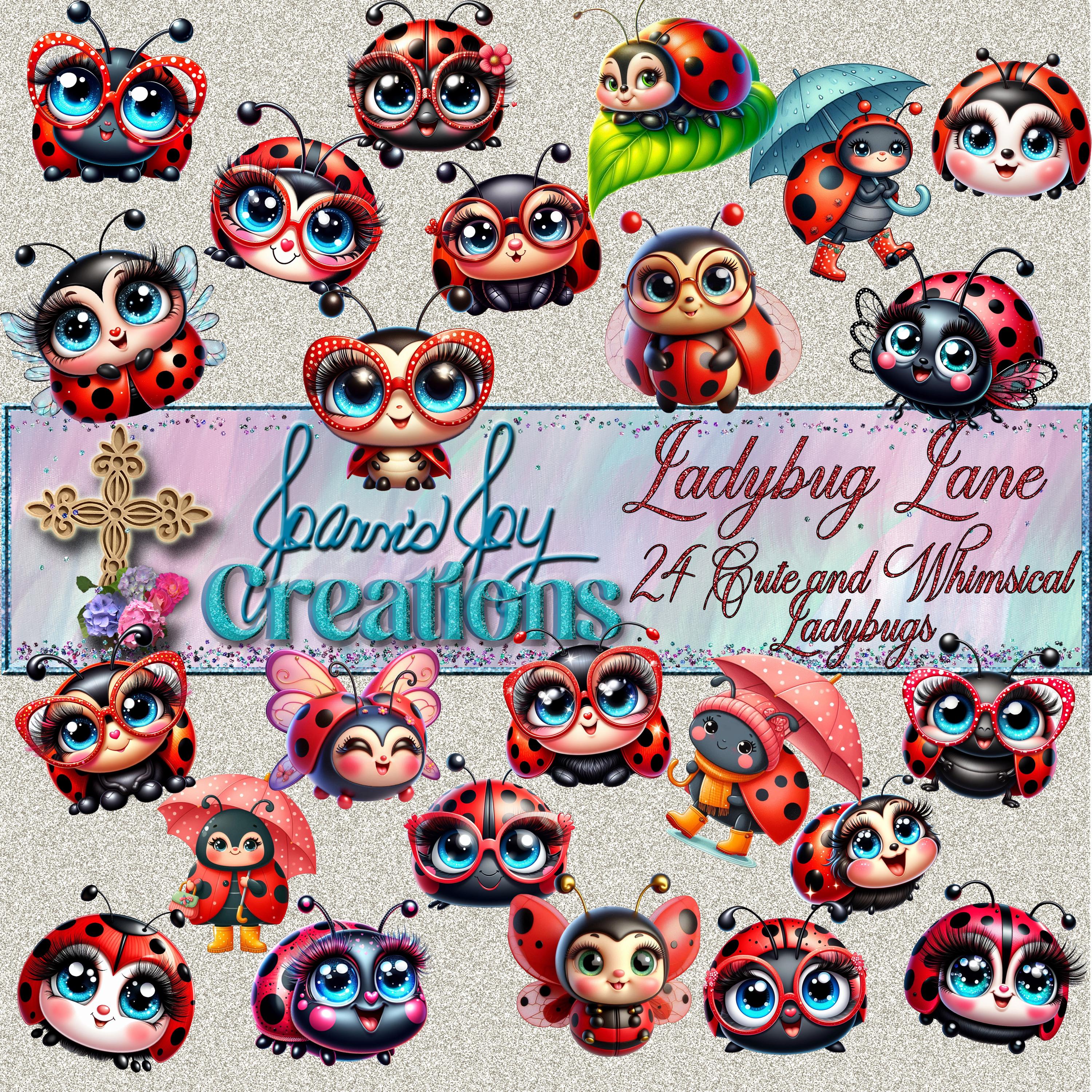 Ladybug Clip Art: Whimsical PNG Files (digital Download) - Etsy